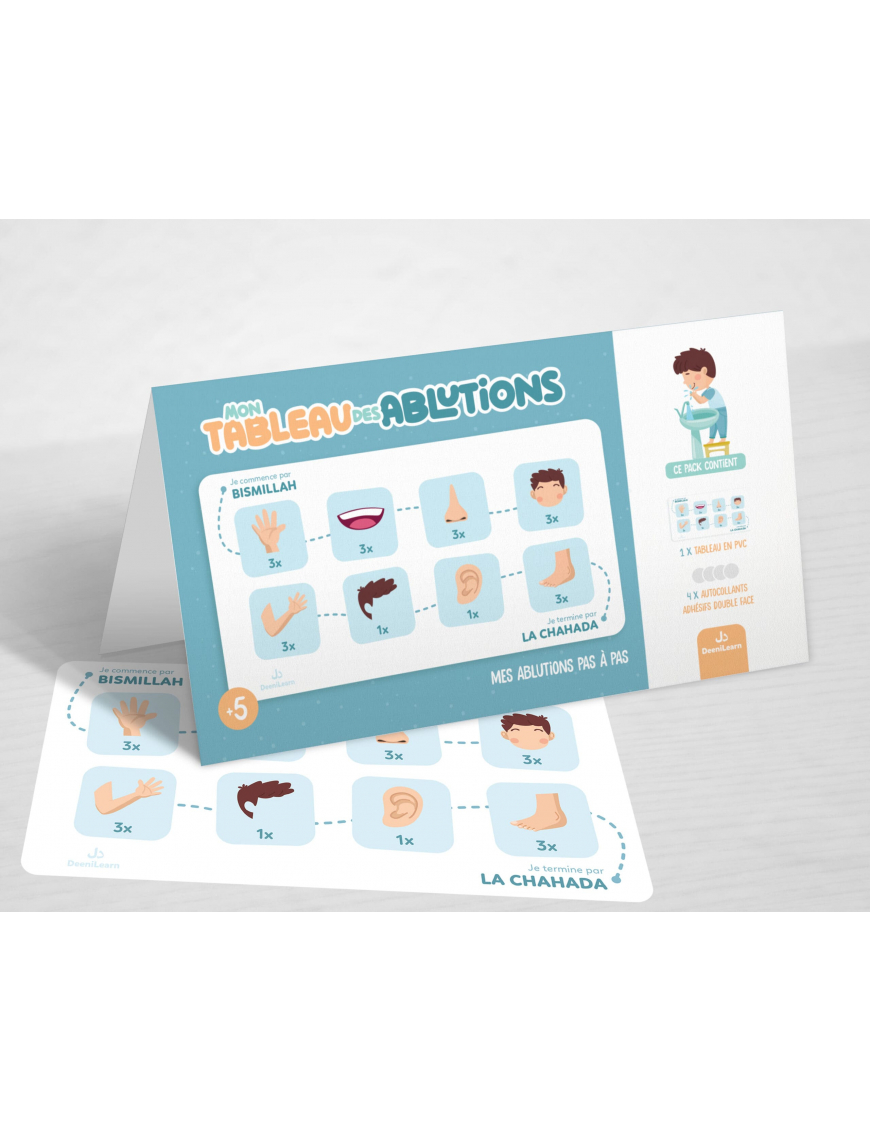 Mon tableau des ablutions Bleu – Mes ablutions pas à pas - DeeniLearn
